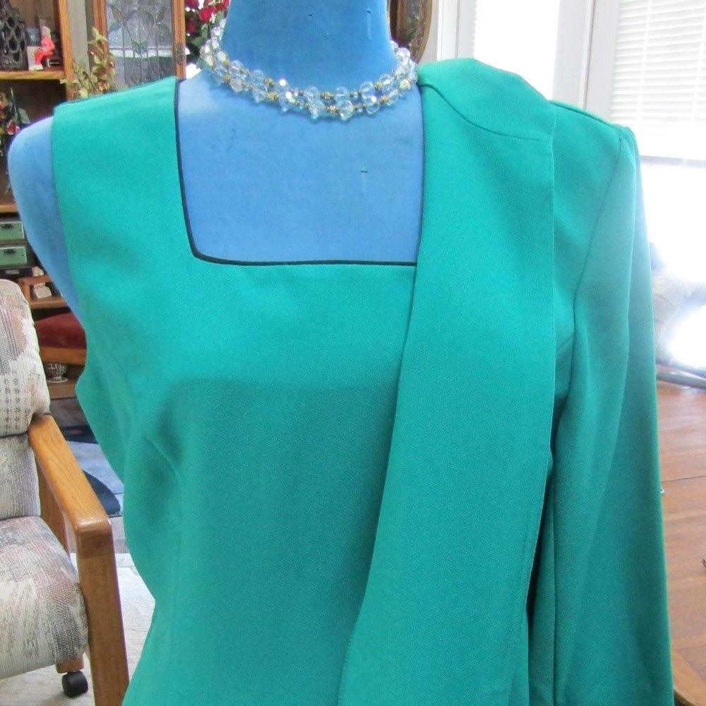 Lew Magram Green Dress And Long Jacket Size 16 - Gem